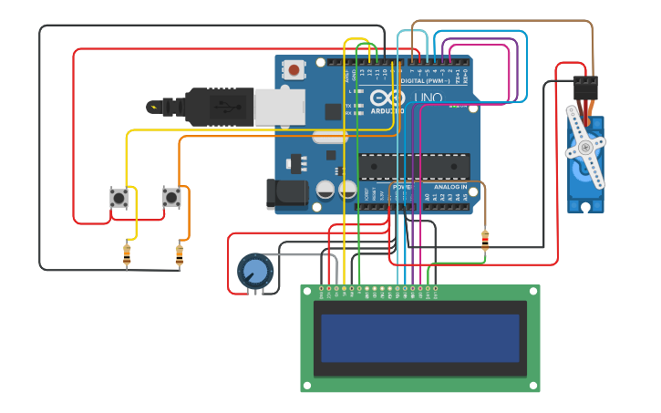 Circuit design Smart Parking System Using Arduino - Tinkercad