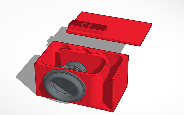 3D design subwoofer box design - Tinkercad