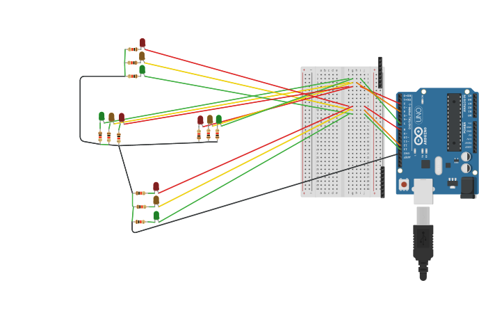 Circuit Design Feux Tricolore Tinkercad