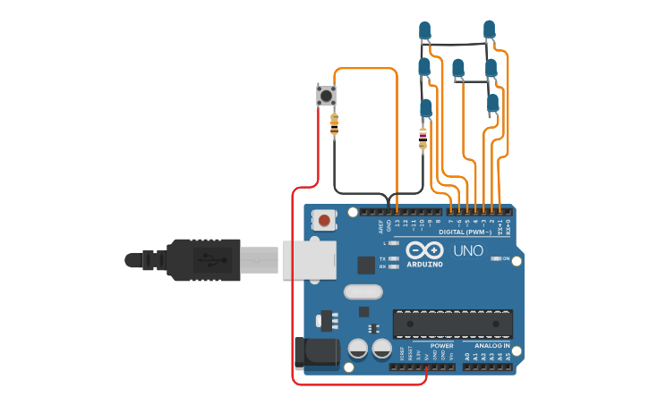 Circuit design dado | Tinkercad