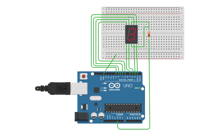 Circuit design Ex4: display-7-seg | Tinkercad