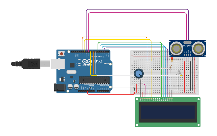 Circuit design Ultrasonic Distance Sensor - Tinkercad