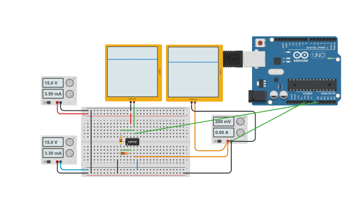 Circuit design Non-inverting op-amp - Tinkercad