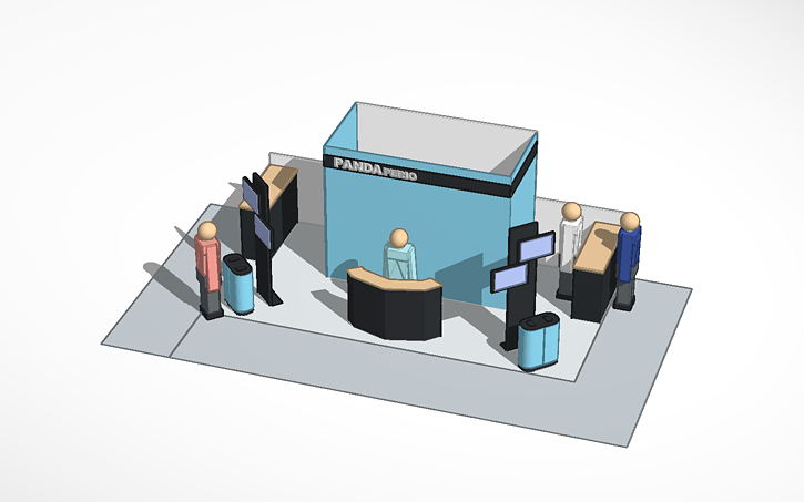 3D design PANDA booth with side cabinets - Tinkercad