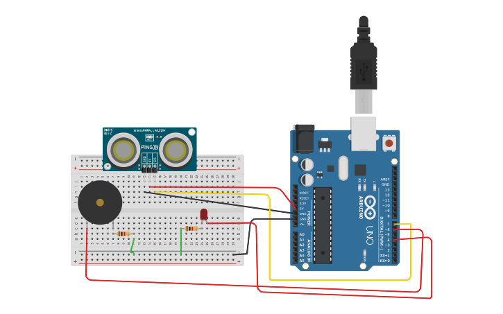 Circuit design distance sensor - Tinkercad