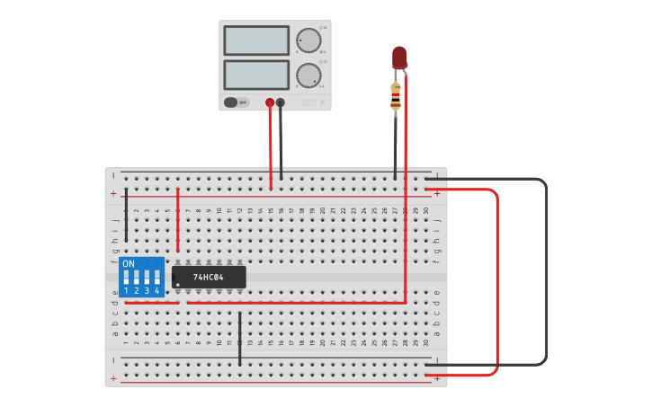 Circuit design FAMILIARIZATION OF LOGIC NOT GATE | Tinkercad