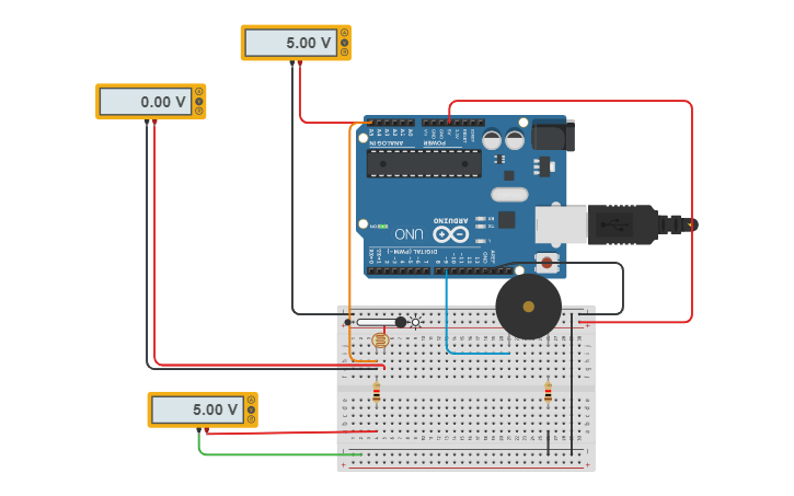 Circuit design Circuito 4 - LDR - Buzzer (3ºQuinzena) | Tinkercad