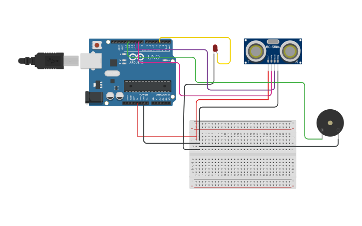 Circuit design BLIND STICK PROJECT - Tinkercad