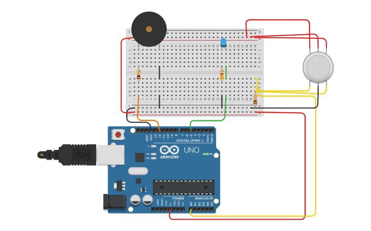 Circuit Design Simple Smoke Detection Using Arduino Tinkercad