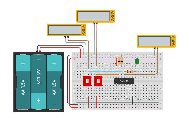 Circuit design AND - 7408 - Tinkercad