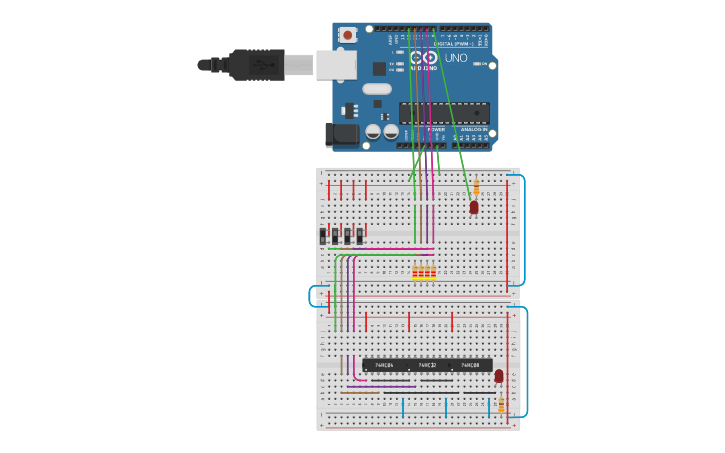 Circuit design Logic Gates/ Microcontroler comparison | Tinkercad