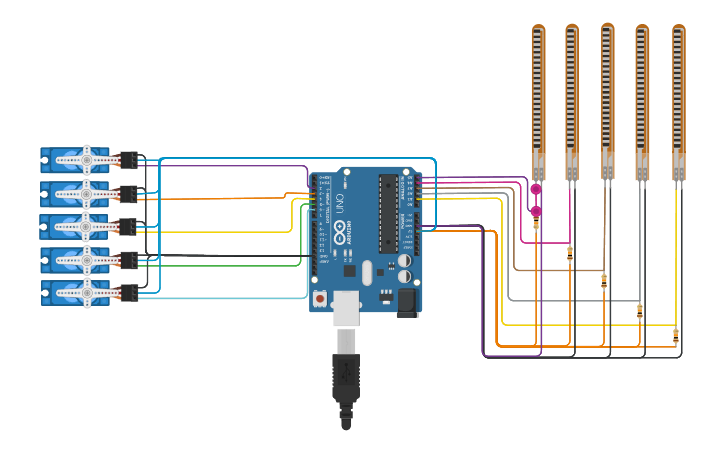 Circuit design Robotic Hand By Sparkies | Tinkercad
