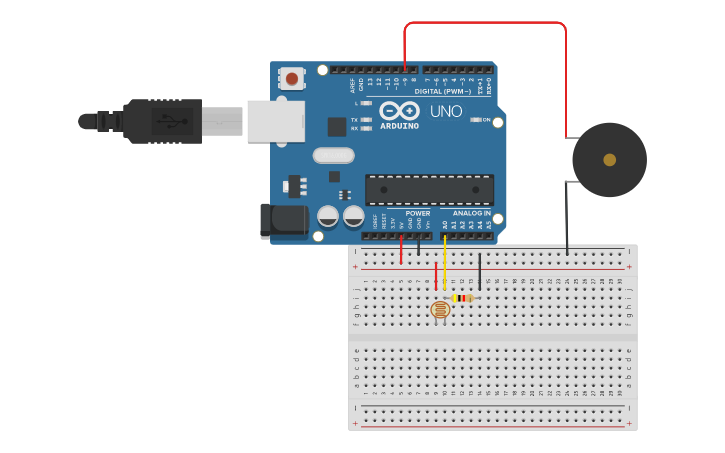 Circuit design Copy of Nivel de Luz | Tinkercad