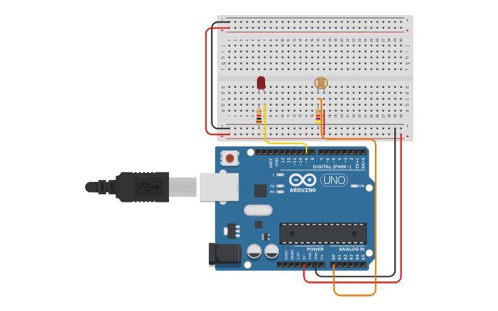Circuit Design Arduino Photoresistor Analog Input Tinkercad