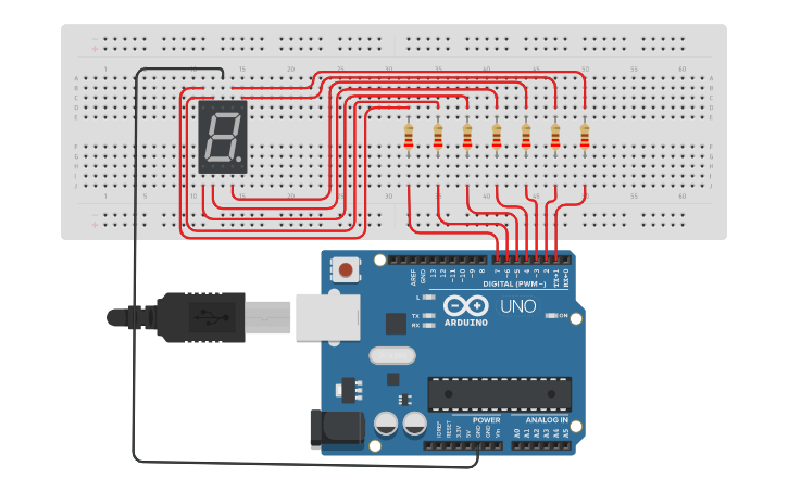 Circuit design Navneet Mann 7 Segment LED Display TWO DIMENSIONAL ARRAYS | Tinkercad