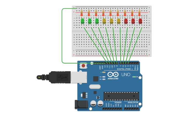 Circuit design semaforo comando for | Tinkercad
