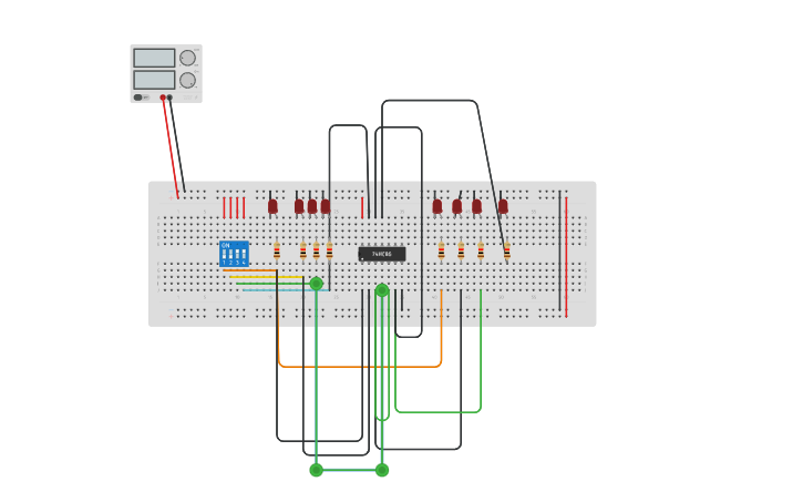 Circuit design Gray to binary - Tinkercad