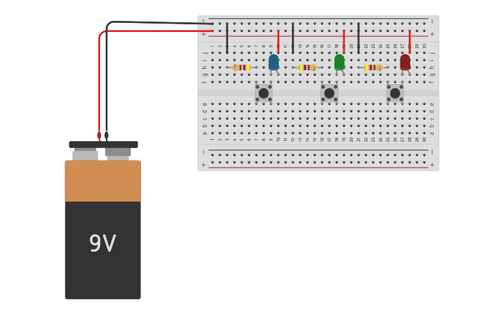 Circuit design 3 Leds | Tinkercad