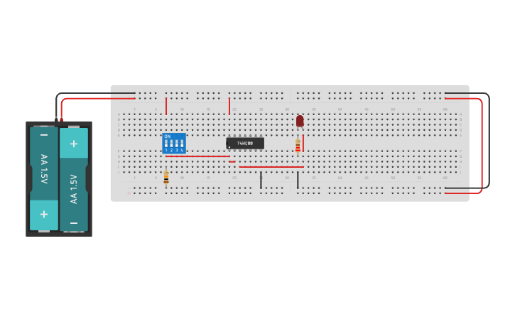 Circuit design NOT GATE(VERIFICATION) USING NAND GATE - Tinkercad