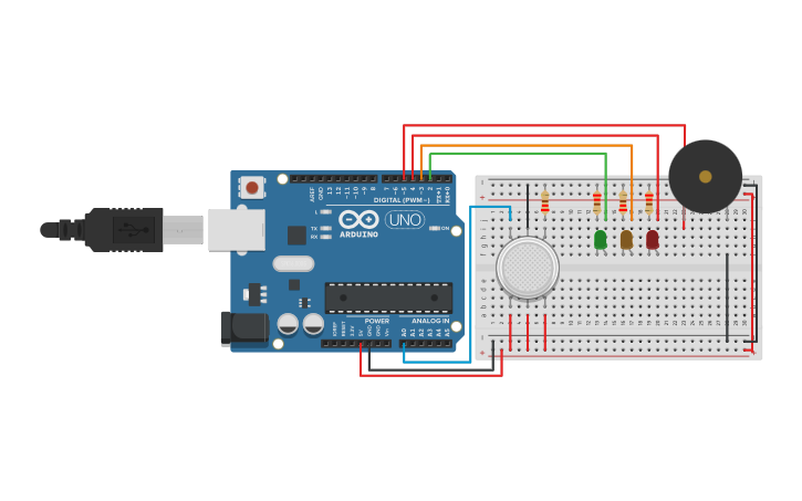 Circuit design Gas Sensor - Tinkercad