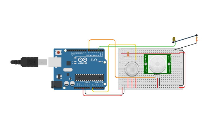 Circuit design Tugas Embedded Sensor PIR | Tinkercad