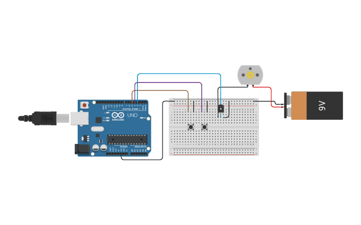 Circuit design Variable speed using buttons | Tinkercad