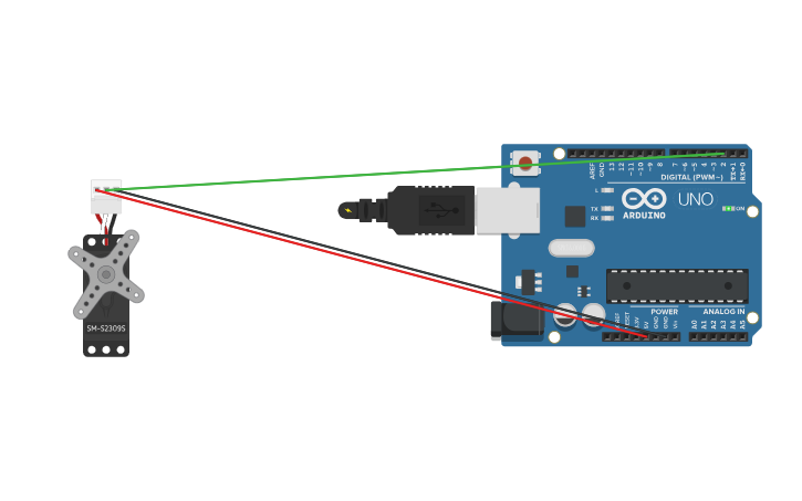 Circuit design control of the servo name - Tinkercad