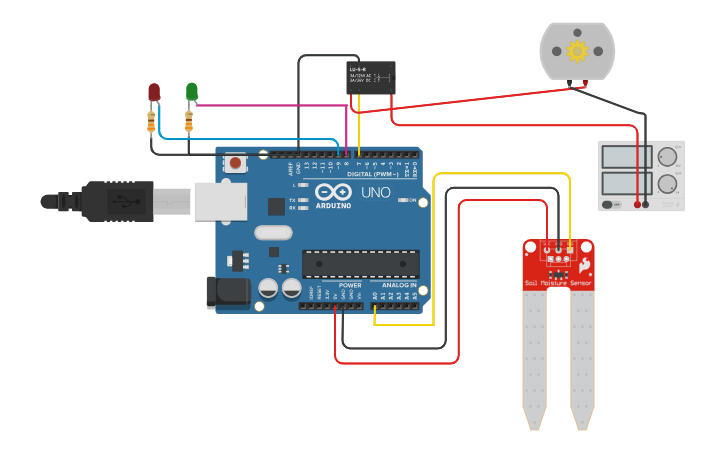 Circuit design automated plant watering system - Tinkercad