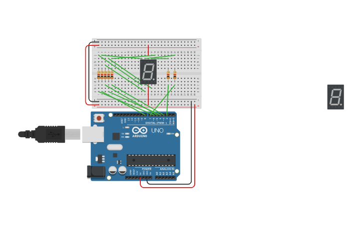 Circuit design arduino control 7 secment by krunon - Tinkercad