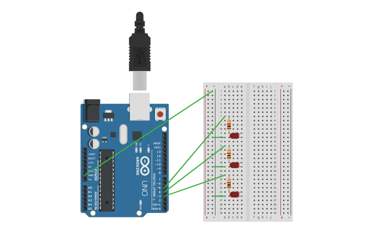 Circuit design Traffic Lights - Tinkercad