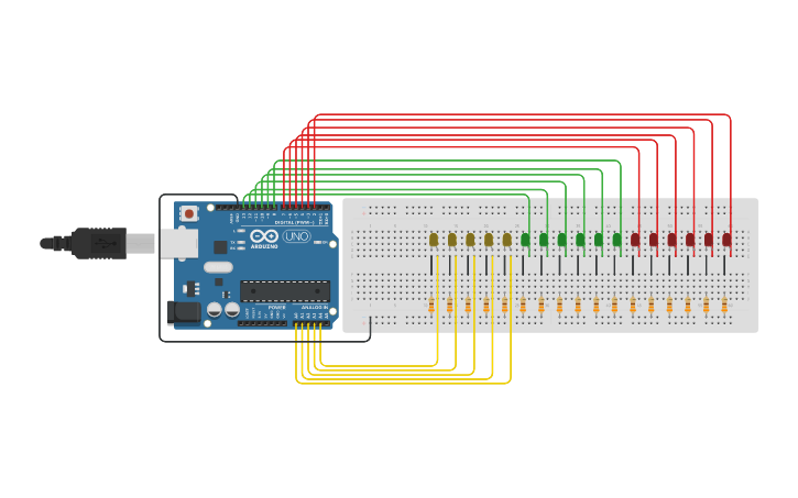 Circuit design Reloj binario con Arduino - Tinkercad