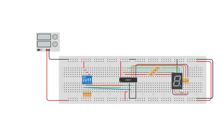 Circuit Design Display 7 Con Decodificador Tinkercad