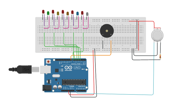 Circuit design fire alarm - Tinkercad