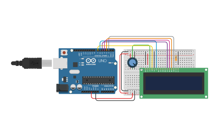 Circuit Design Arduino Y Lcd 16x2 Tinkercad