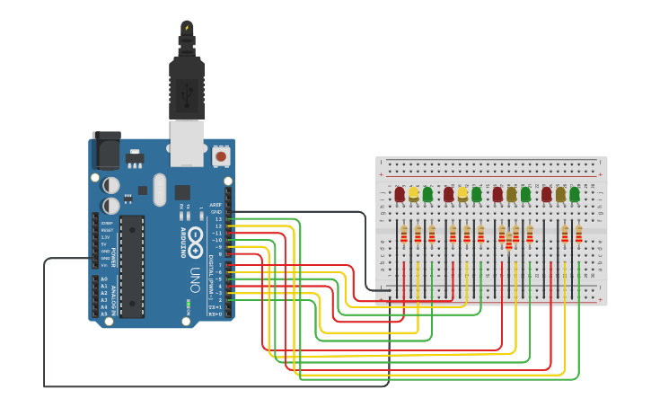 Circuit design Feux tricolore - Tinkercad