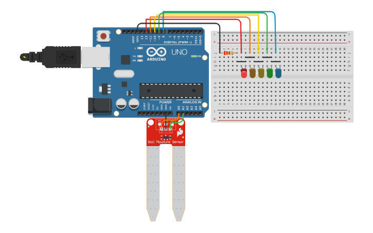 Circuit design Sensor de umidade do solo - Tinkercad