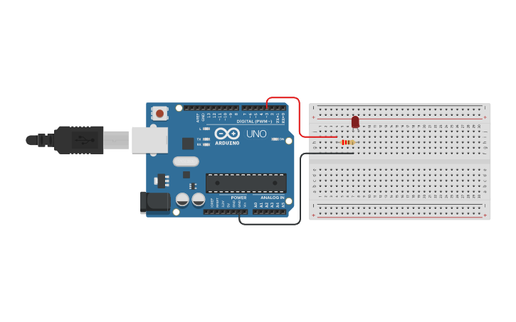 Circuit design FADE DE UN LED - Tinkercad