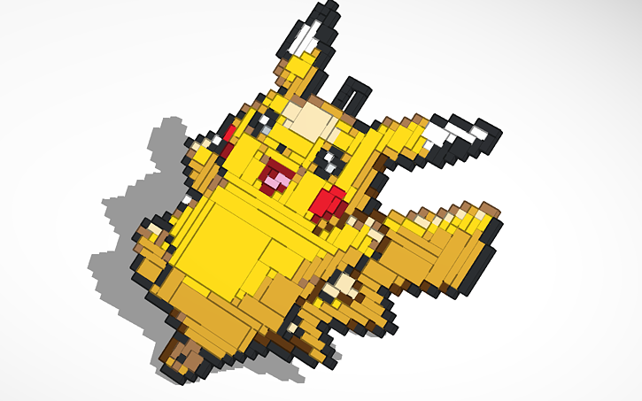 3D design Pixel Pikachu Keychain - Tinkercad