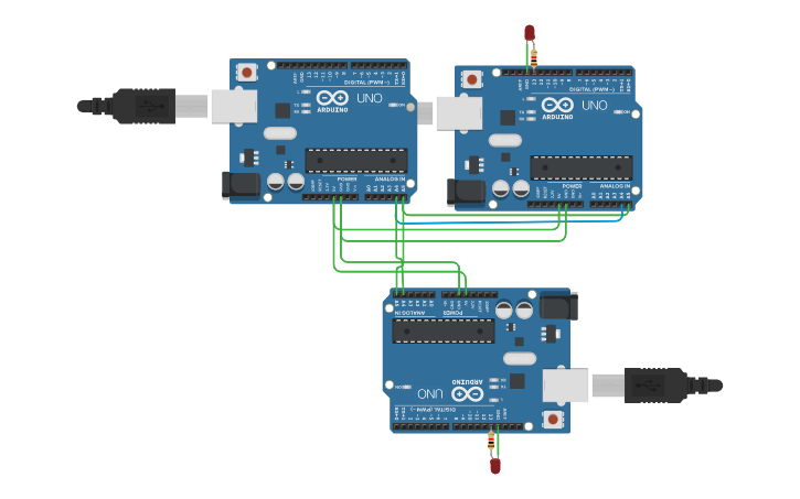 Circuit design Protocolo I2C Dois Arduinos - Tinkercad