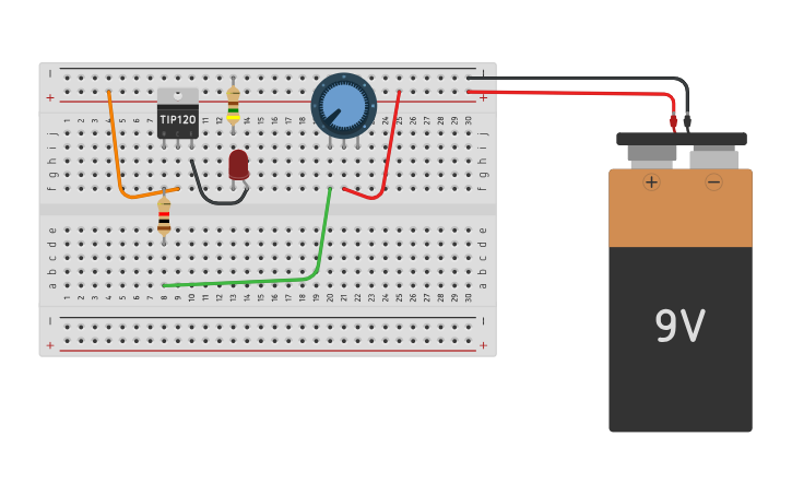 Circuit design TIP120 - Tinkercad