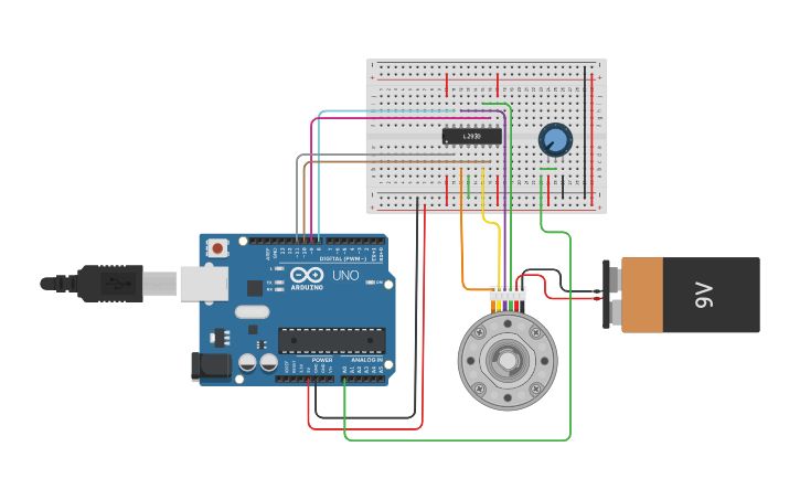 Circuit design STEPPER MOTOR | Tinkercad