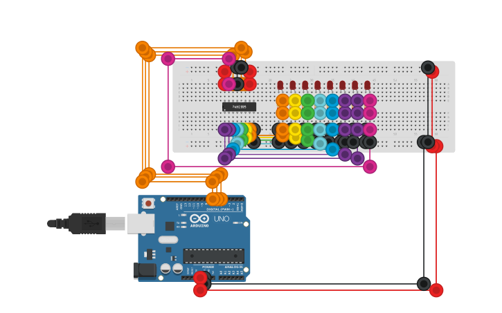 Circuit design shift register - Tinkercad Circuit design shift register - Tinkercad