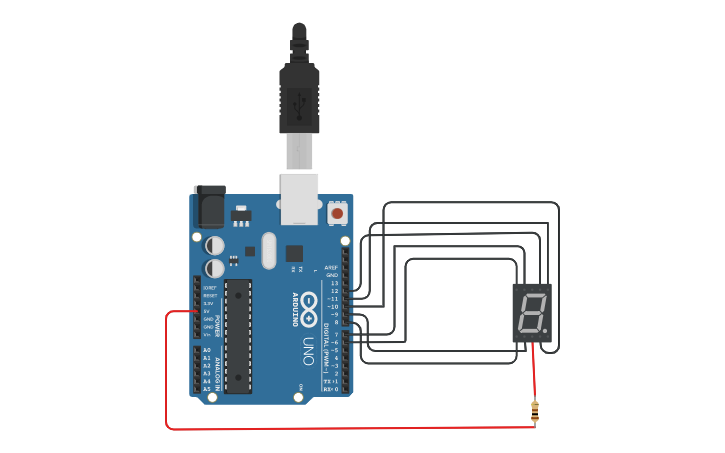 Circuit Design 7 Segment Display Interface With Arduino Tinkercad