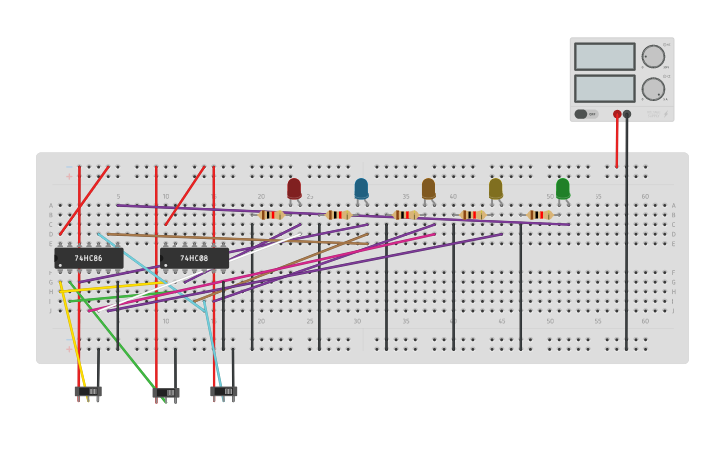 Circuit design Binary Full Adder | Tinkercad