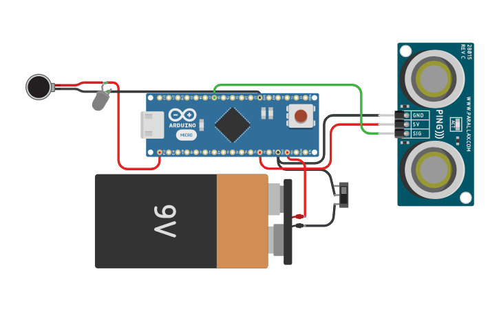 Circuit design SMART CANE - Tinkercad
