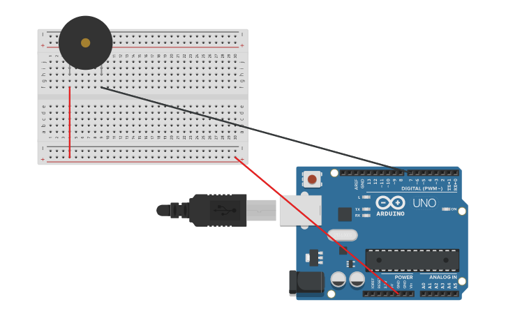 Circuit design Music Buzzer 2 - Tinkercad