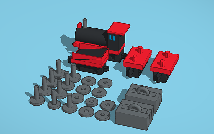 3D design train set to 3d print for wooden track - Tinkercad