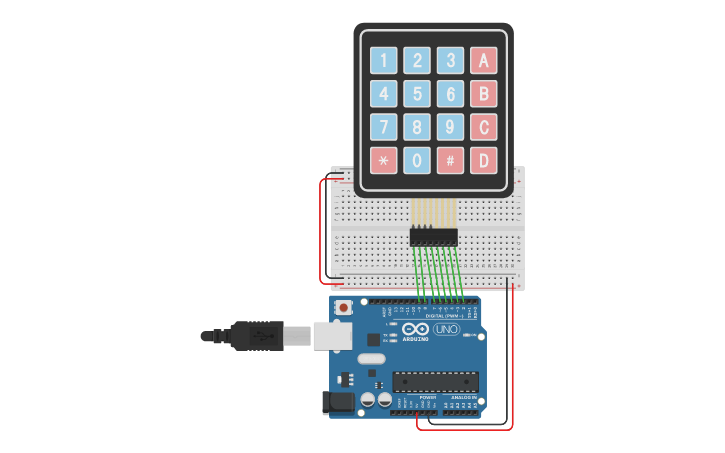 Circuit design Tarea 7: Keypad 4x4 | Tinkercad