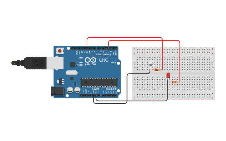 Circuit Design Эксперимент 2 Маячок с нарастающей яркостью Tinkercad