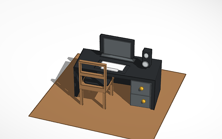 3d Design Desk With 2 Draws And A Computer Tinkercad